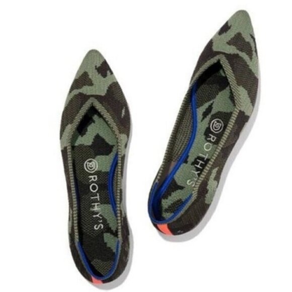 Rothy's | Shoes | Rothys Olive Camo Pointed Toe Flats 75 | Poshmark